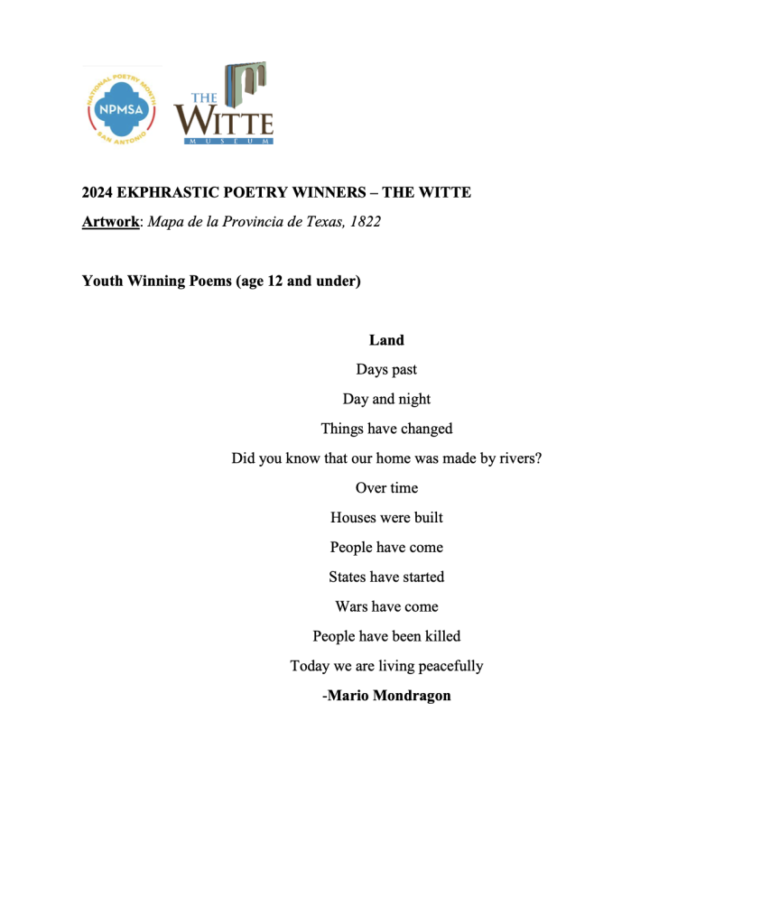 2024 National Poetry Month Ekphrastic Poetry Contest - The Witte Museum